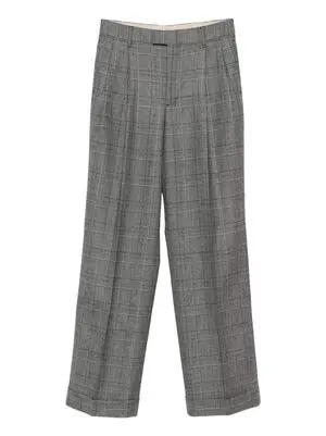 BERWICH Pleated Checked Trousers - Black