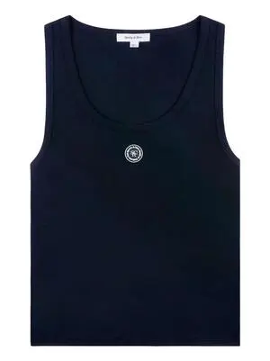 SPORTY & RICH Logo-patch Rib Tank - Blue