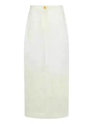 Khaite Lucian Silk Pencil Skirt Neutrals