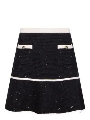 Liu Jo Sequin-embellished Skirt With White Trim - Nero Latte