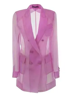 Max Mara Double-breasted Silk Blazer - Pink