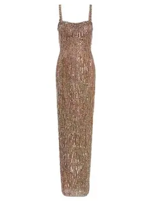 Jenny Packham Sequin-embellished Fringe-detail Maxi Dress - Pink