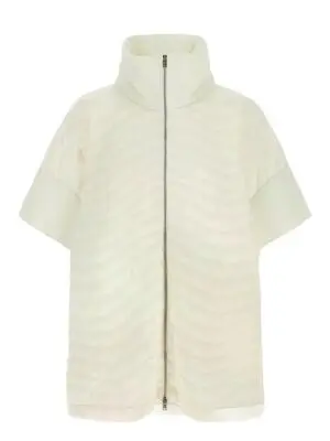 Herno Wave-effect Padded Poncho - White