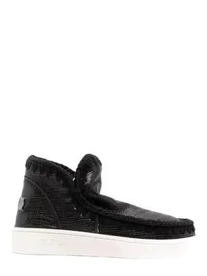 Mou Grained-leather Whipstitch Sneakers - Black