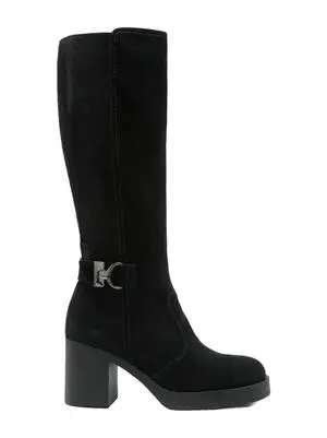 NEROGIARDINI 75mm Buckle-detail Block-heel Boots - Black