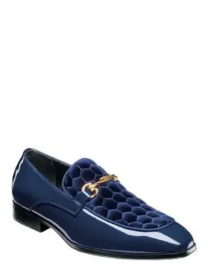 STACY ADAMS Sprague Quilted Velour Loafers Navy