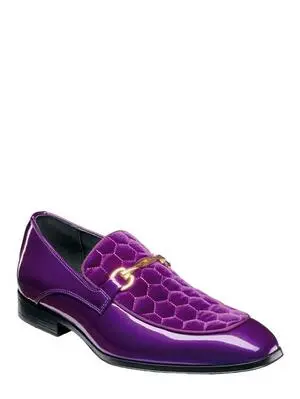STACY ADAMS Sprague Quilted Velour Loafers Purple