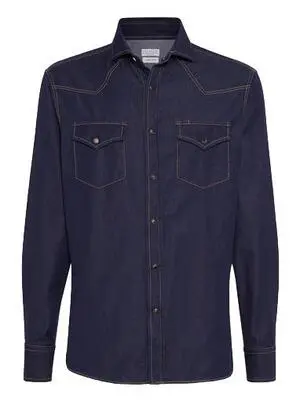 Brunello Cucinelli Shirt With Snaps - Dark Denim
