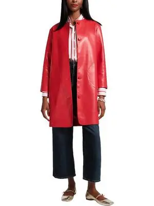 FRANCES VALENTINE Faux Leather Mod Jacket - Geranium