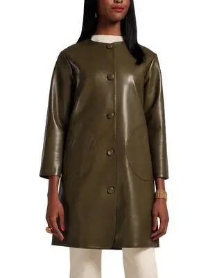 FRANCES VALENTINE Faux Leather Mod Jacket - Olive