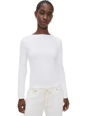 Vince Ribbed Slash Neck Shirt Off White