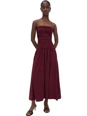 NIA Santal Strapless Maxi Dress - Oxblood