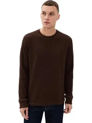 Rails Waffle-Knit Crew Neck Top Chocolate
