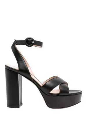 GIANVITO ROSSI 105mm Sabrina Crossover Platform Sandals - Black