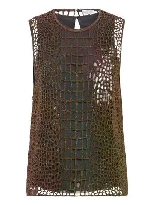 Brunello Cucinelli Crocodile-effect Top - Brown