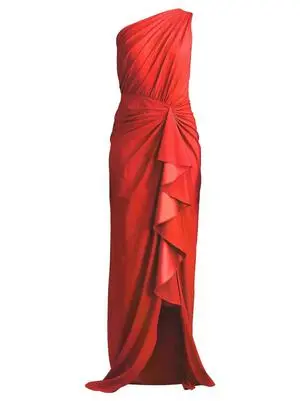 Tadashi Shoji One-shoulder Ruffled Dress - Red
