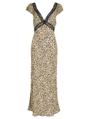 Rixo Iggy Print Crepe De Chine Midi Dress - Leopard