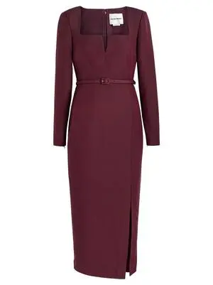 Roland Mouret Cutout Wool And Silk-blend Midi Dress - Burgundy