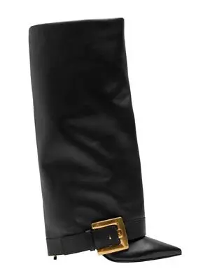 Balmain Anthem 95 Leather Knee-high Boots - Black