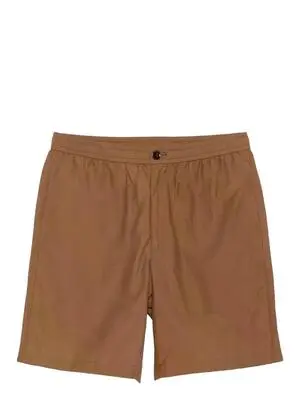 Theory Elastic-waist Cotton-blend Deck Shorts - Brown