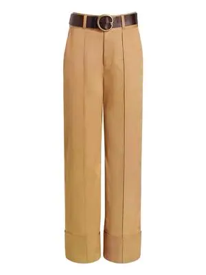 Cinq À Sept Pleated-cuff Trousers - Brown