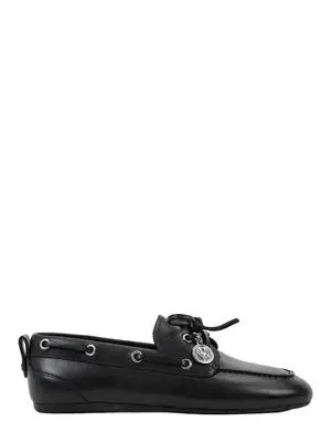 Karl Lagerfeld Lace-up Leather Boat Shoes - Black