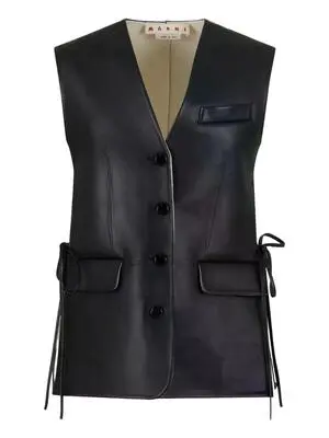 Marni Front-button Leather Gilet - Black