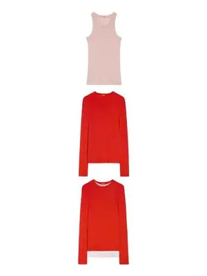 JIL SANDER Wool Layered T-shirt - Red