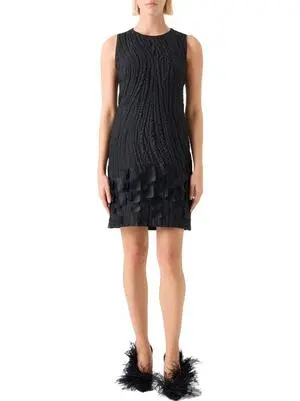Akris Waves Jacquard Sheath Dress - Black