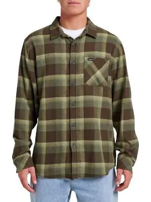 Quiksilver Penmar Check Cotton Flannel Button-up Shirt - Chocolate Brown