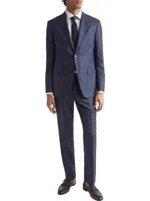 Zegna Regular Fit Pinstripe 15milmil15 Wool Suit - Dark Blue