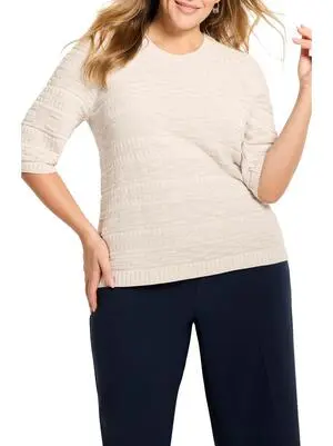 NIC+ZOE Textured Crewneck Sweater - Sugar Cookie