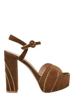 GIANVITO ROSSI Tamara Sandals Brown Suede And Nappa