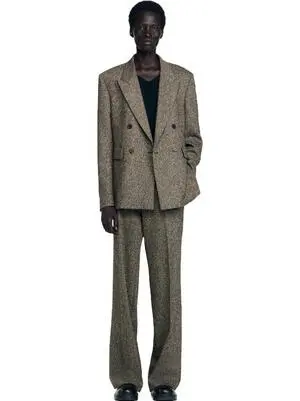 Sandro Double-breasted Suit Jacket - String Chine