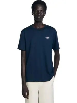 Sandro T-shirt With Appliqué Logo - Midnight Blue