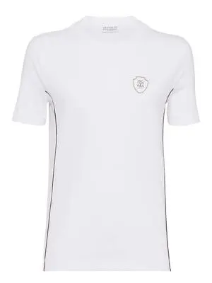 Brunello Cucinelli Techno Jersey Logo T-shirt - White