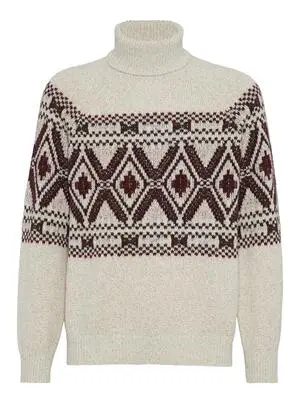 Brunello Cucinelli Mouliné Jacquard Sweater - White