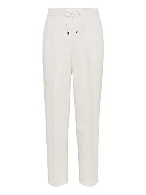 Brunello Cucinelli Corduroy Drawstring Trousers - White
