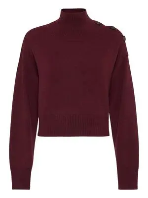 Brunello Cucinelli Cashmere Cropped High-neck Sweater - Red