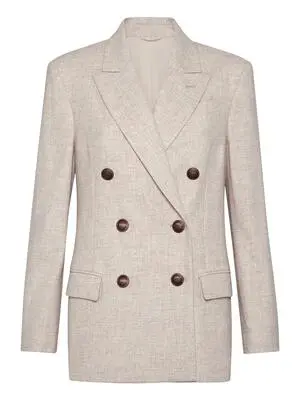 Brunello Cucinelli Virgin Wool And Cashmere Twill Flannel Blazer - Beige