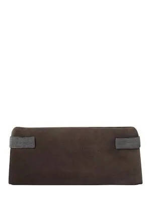 Brunello Cucinelli Suede Essence Pouch - Brown