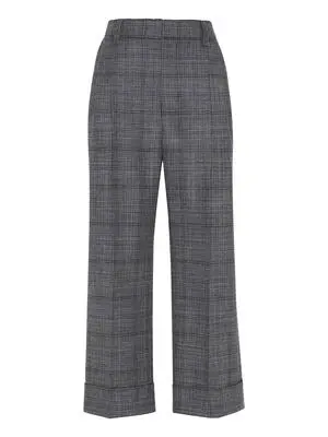 Brunello Cucinelli Virgin Wool Prince Of Wales Check Trousers - Blue