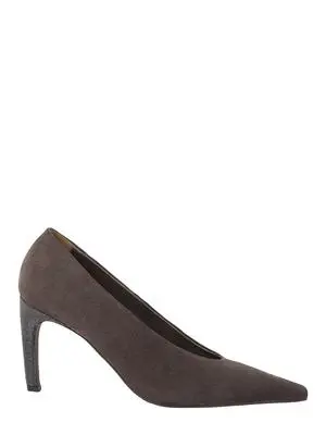 Brunello Cucinelli Suede Monili Pumps 85 - Brown