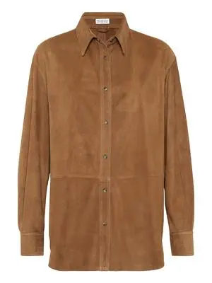 Brunello Cucinelli Suede Button-up Shirt - Beige