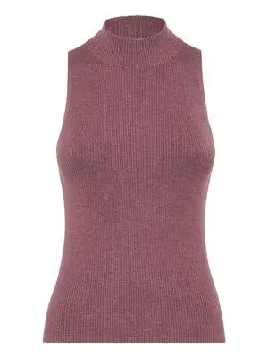 Brunello Cucinelli Sparkling Cashmere Rib-knit Top - Purple