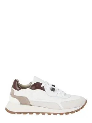 Brunello Cucinelli Calfskin Monili-detail Sneakers - White