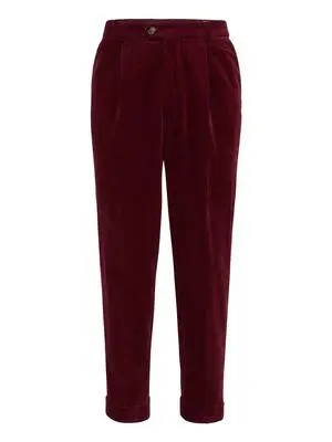 Brunello Cucinelli Cotton Corduroy Leisure Fit Trousers Purple