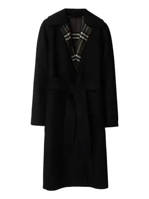 Burberry Wool Reversible Wrap Coat - Black
