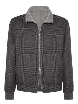 Brunello Cucinelli Cashmere Check Bomber Jacket - Grey