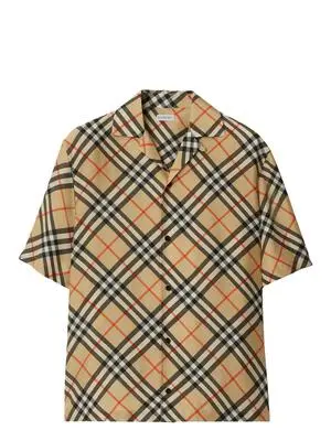 Burberry Oversized Silk Check Shirt - Beige
